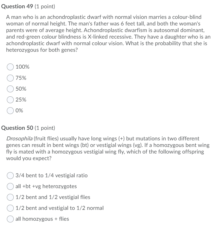 Solved Question 49 1 Point A Man Who Is An Achondroplastic