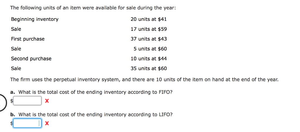 Solved The following units of an item were available for | Chegg.com
