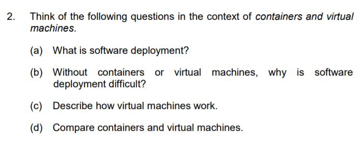 Solved 2. Think of the following questions in the context of | Chegg.com