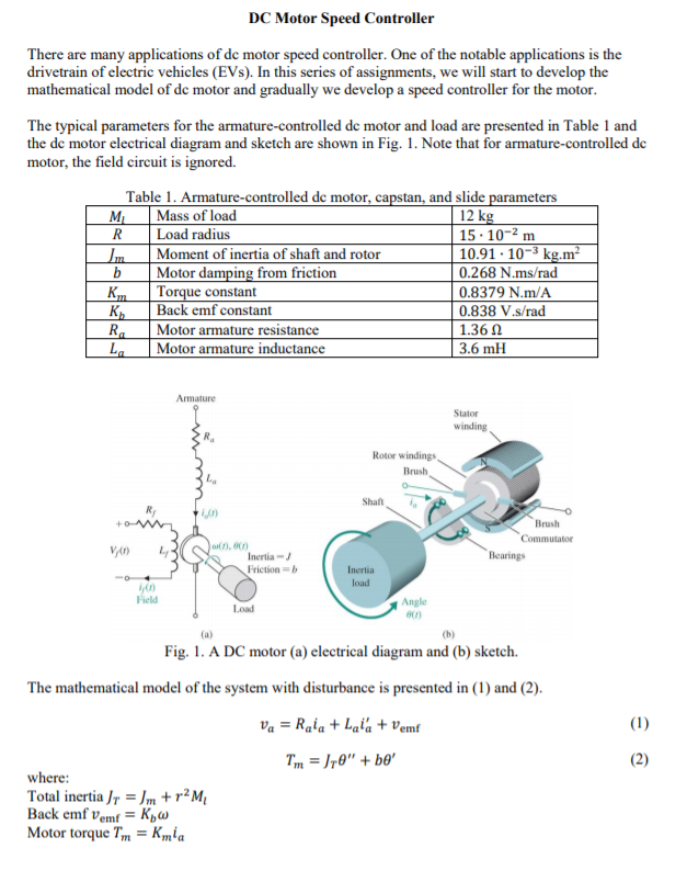 Solved DC Motor Speed Controller There are many applications | Chegg.com