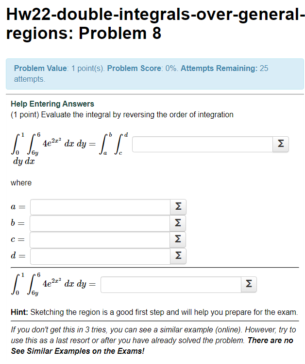 Solved Hw22-double-integrals-over-general- regions: Problem | Chegg.com