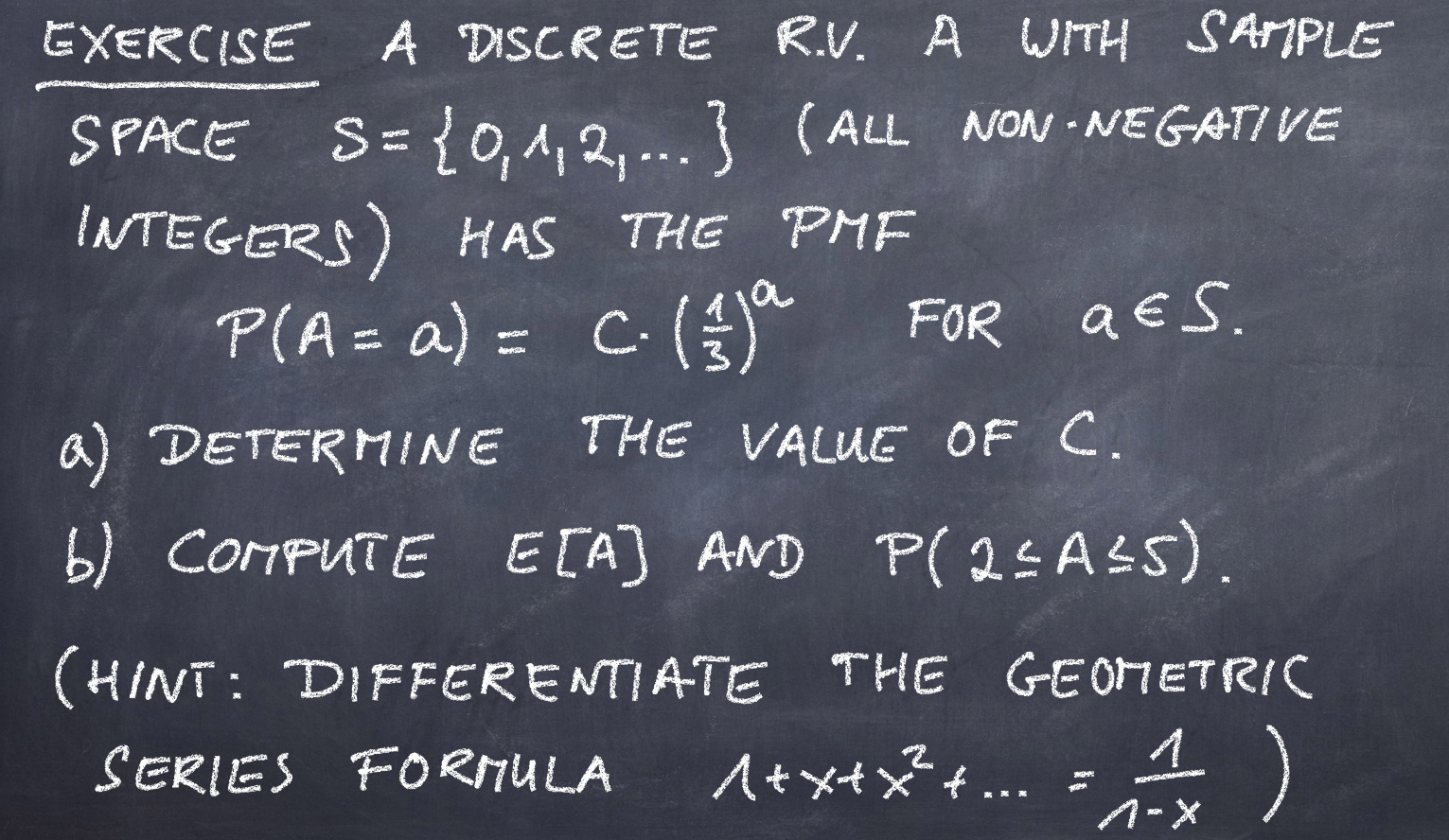 Solved EXERCISE A DISCRETE R.V. A WITH SAMPLE SPACE S= | Chegg.com