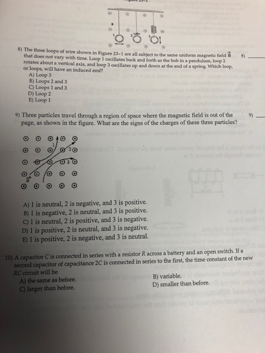 Solved 8) The three loops of wire shown in Figure 23-1 are | Chegg.com