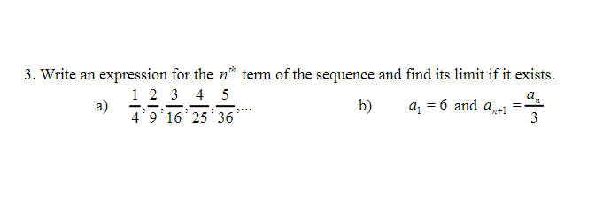Solved 3. Write an expression for the nth term of the | Chegg.com