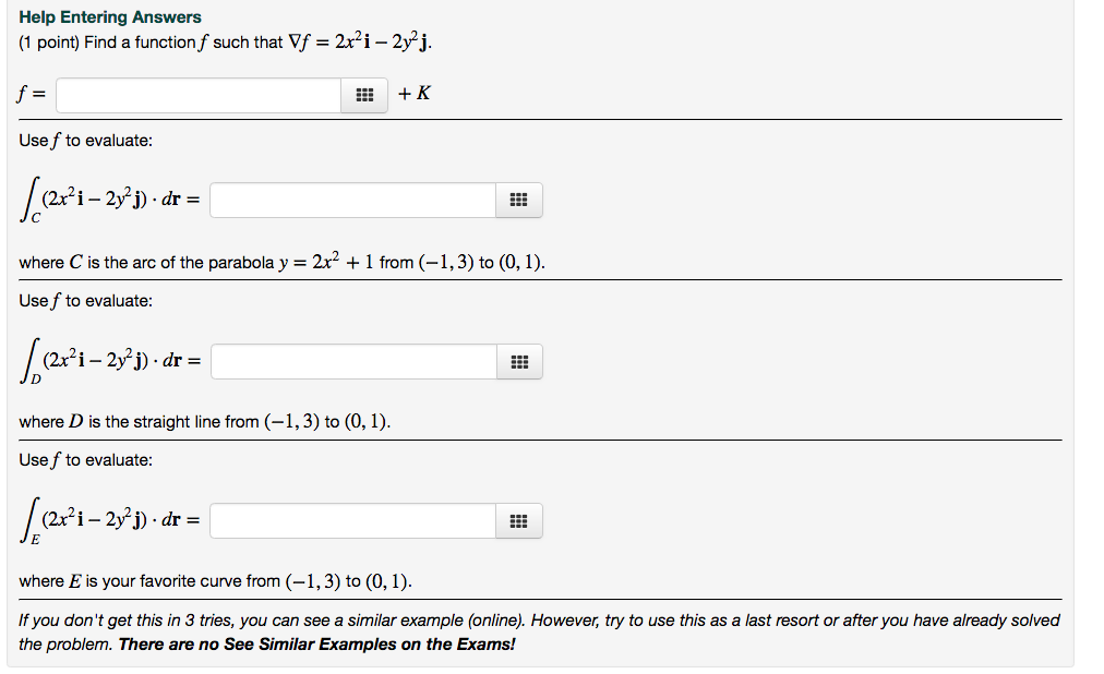 Solved Help Entering Answers (1 point) Find a functionf such | Chegg.com