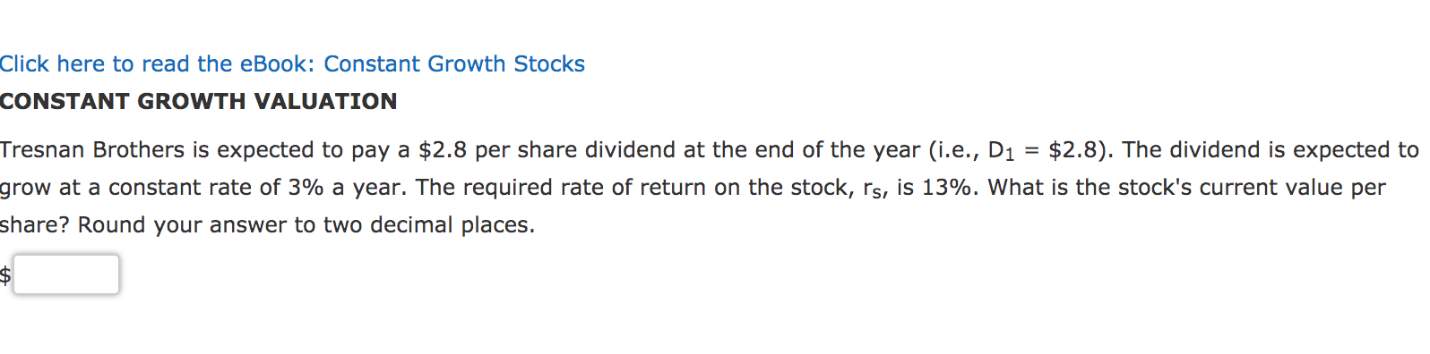 Solved Click here to read the eBook: Constant Growth Stocks | Chegg.com
