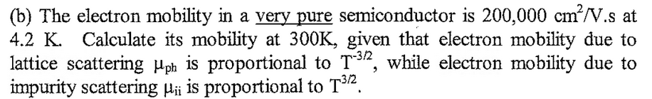Solved (b) The electron mobility in a very pure | Chegg.com