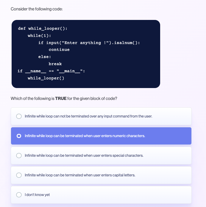 Solved Consider the following code: def while_looper(): | Chegg.com