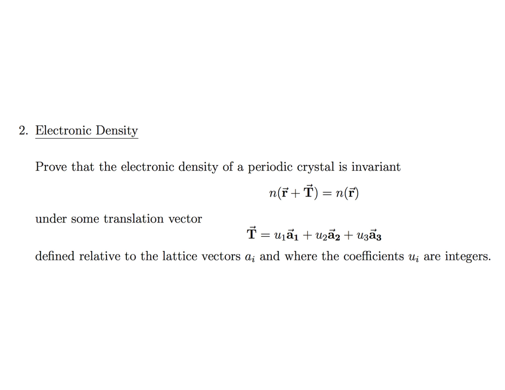Solved 2. Electronic Density Prove that the electronic | Chegg.com
