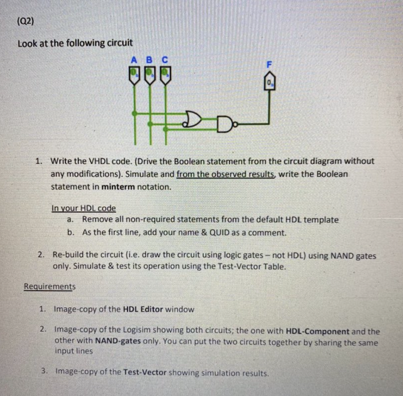 (Q2) Look at the following circuit A B C F 080 0. 1. | Chegg.com