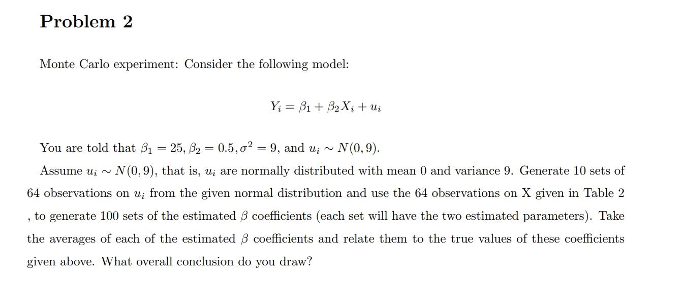 Solved Monte Carlo experiment: Consider the following model: | Chegg.com