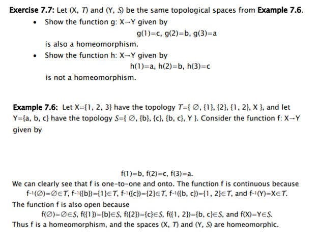 Solved Exercise 7.7: Let (X, T) and (Y, S) be the same | Chegg.com
