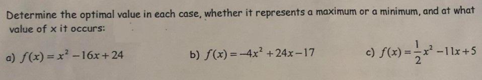 Solved Determine the optimal value in each case, whether it | Chegg.com
