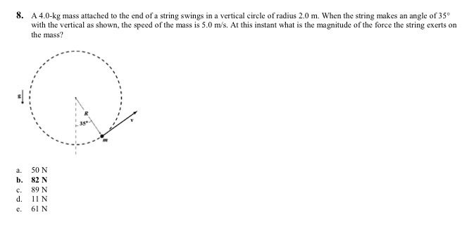 Solved A 4.0-kg mass attached to the end of string swings in | Chegg.com