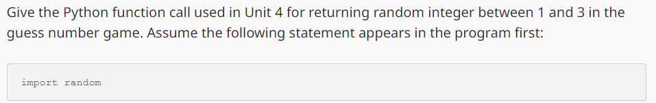 Solved Give the Python function call used in Unit 4 ﻿for | Chegg.com