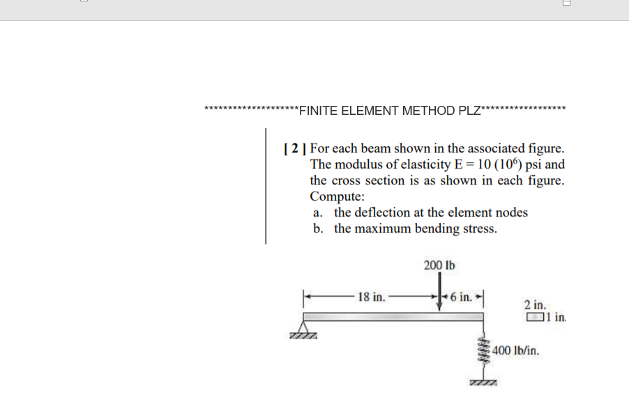Solved ********* **********FINITE ELEMENT METHOD | Chegg.com