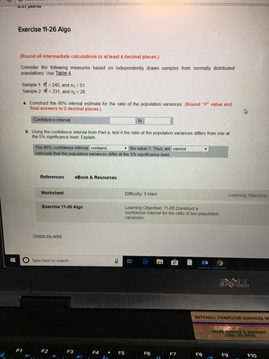 Solved Exercise 11-26 Algo Round all intermediate | Chegg.com