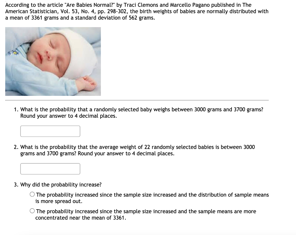 Solved According to the article "Are Babies Normal?" by | Chegg.com