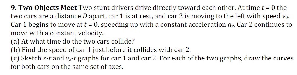 Solved 9. Two Objects Meet Two stunt drivers drive directly | Chegg.com