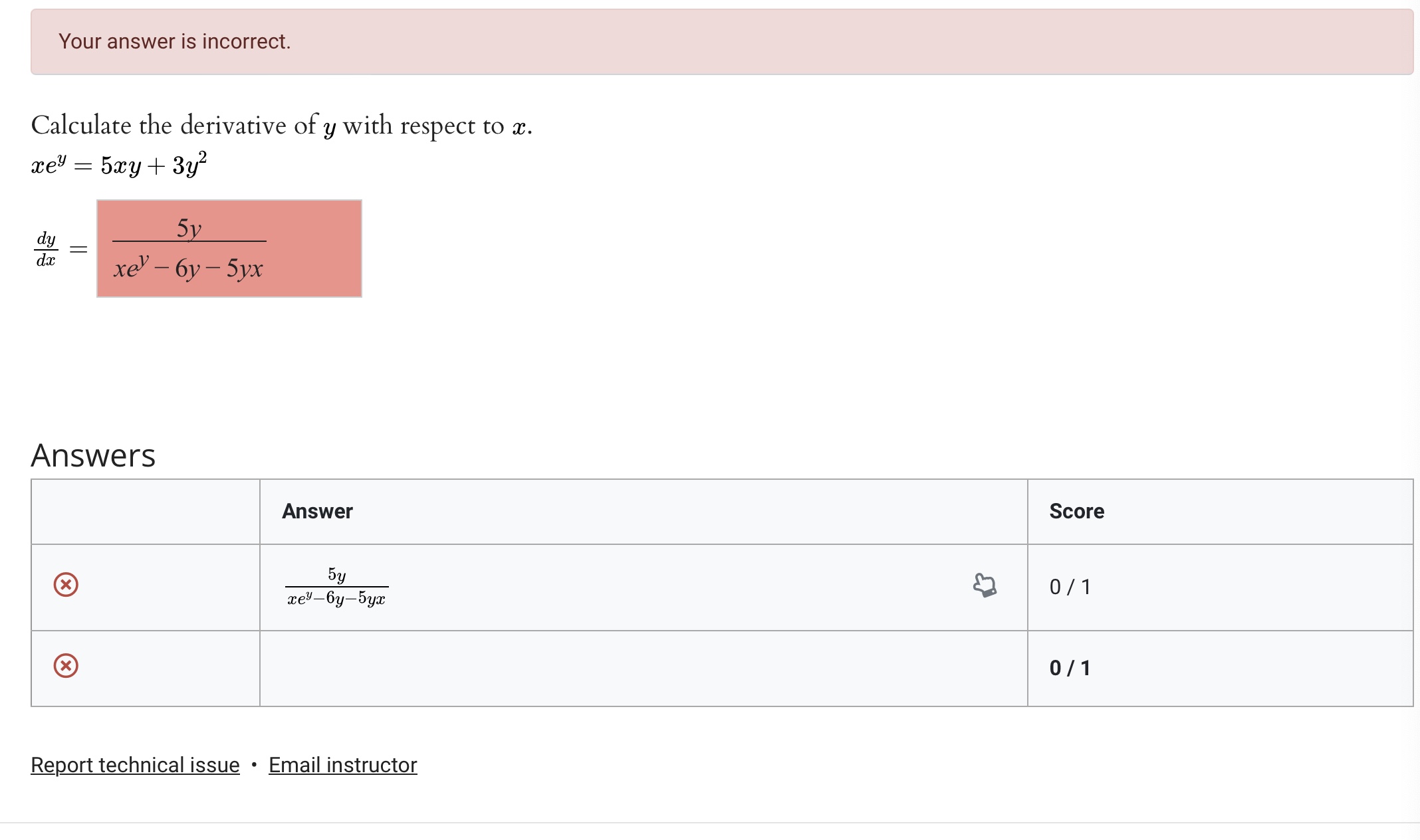 Solved Your answer is incorrect. Calculate the derivative of | Chegg.com