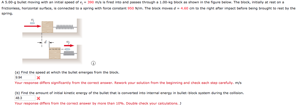 Solved A 5.00-g bullet moving with an initial speed of vi = | Chegg.com