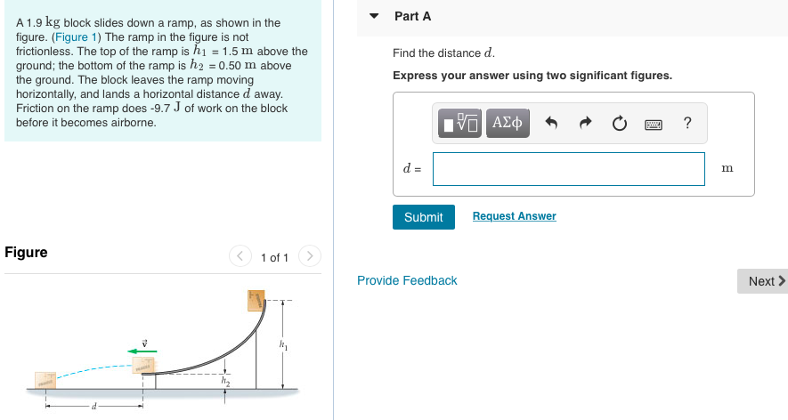 Solved Part A A 1.9 kg block slides down a ramp, as shown in | Chegg.com