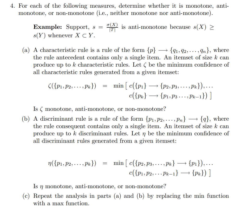 Solved 4. For each of the following measures, determine | Chegg.com