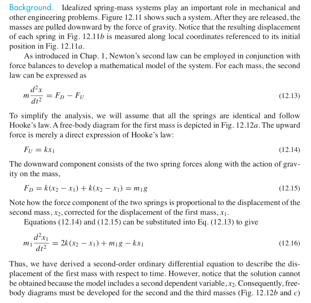 Implement the spring-mass systems problem described | Chegg.com