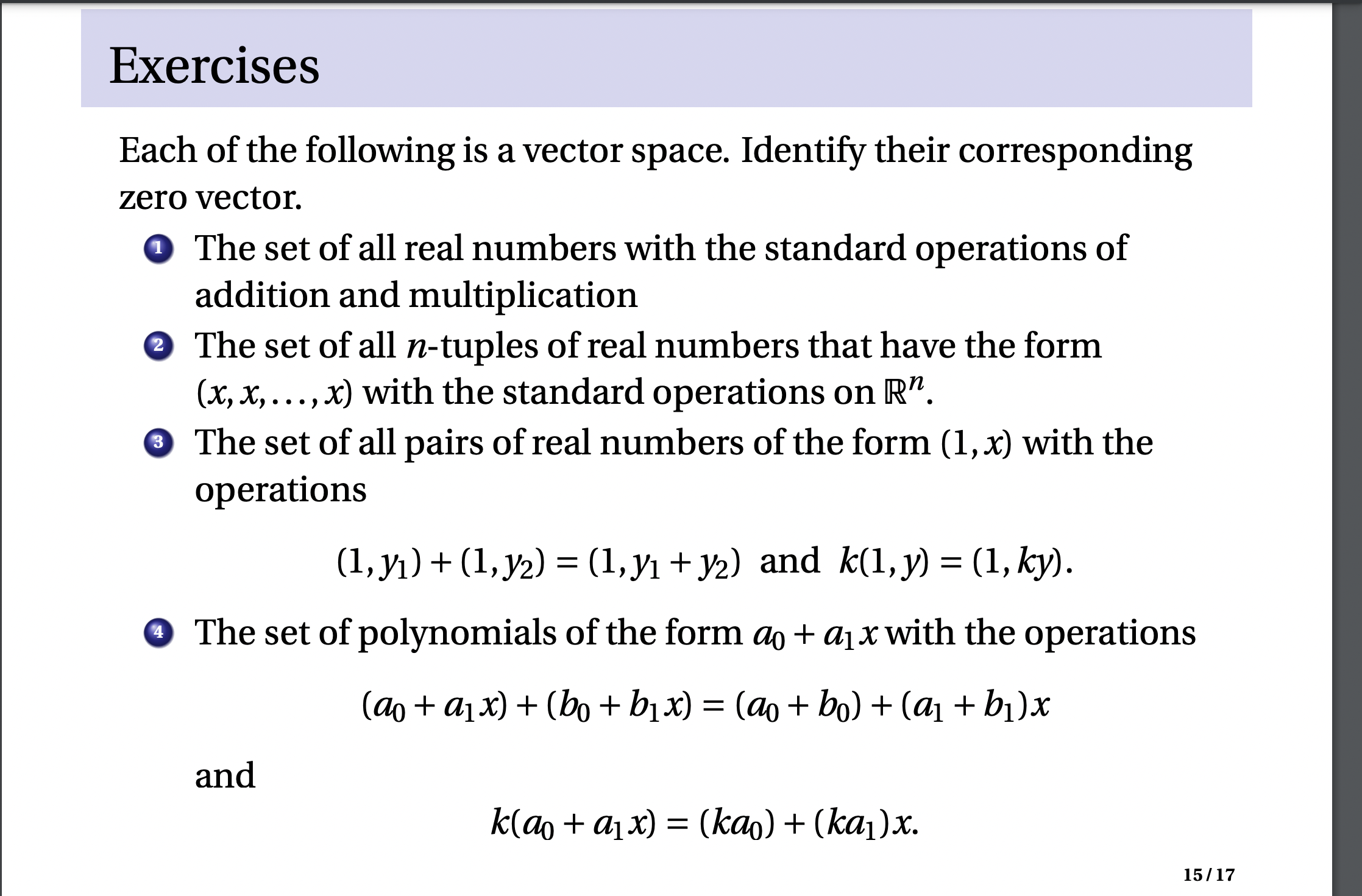 Solved Each of the following is a vector space. Identify | Chegg.com
