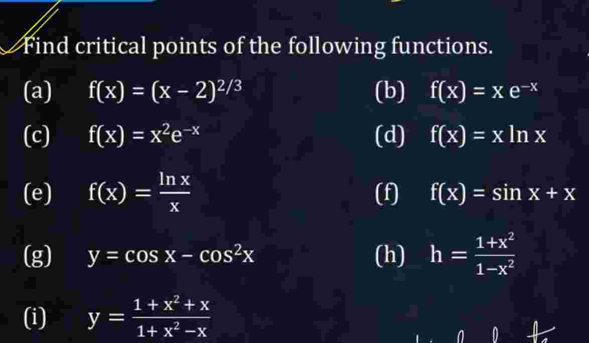 Find critical points of ﻿the following | Chegg.com