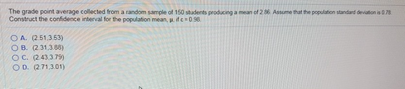Solved The Grade Point Average Collected From A Random Chegg solved-the-grade-point-average-collected-from-a-random-chegg