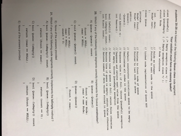 Solved Are based on the following Queue class code segment | Chegg.com