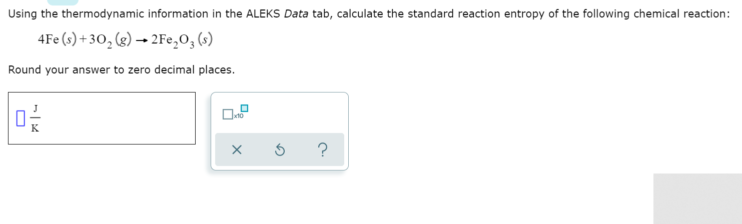 Solved Using the thermodynamic information in the ALEKS Data | Chegg.com