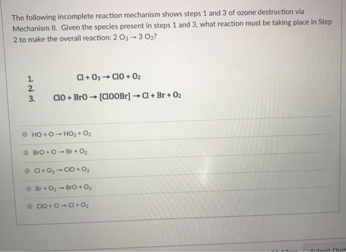 Solved The following incomplete reaction mechanism shows | Chegg.com