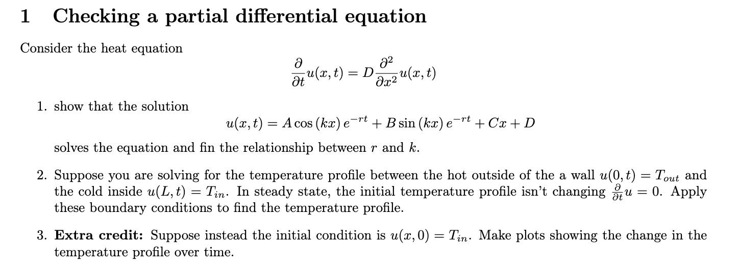 Solved 1 Checking a partial differential equation Consider | Chegg.com