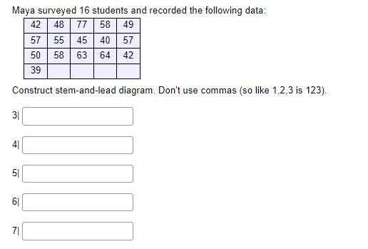 Solved Maya surveyed 16 students and recorded the following | Chegg.com