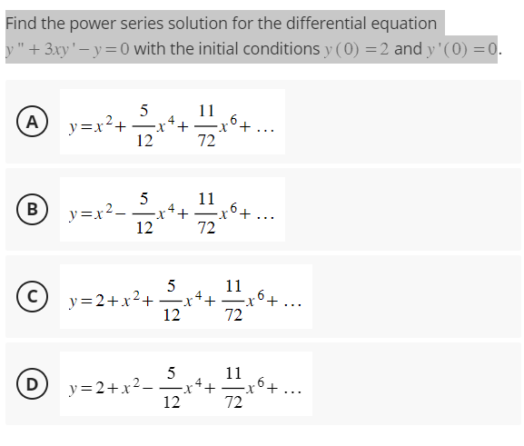 Solved Find the power series solution for the differential | Chegg.com