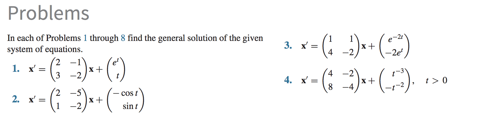 Solved Problems 1 1 1 1 In each of Problems 1 through 8 find | Chegg.com