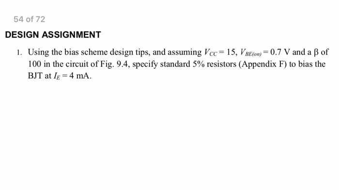 Solved BIAS SCHEME DESIGN TIPS If common-emitter | Chegg.com