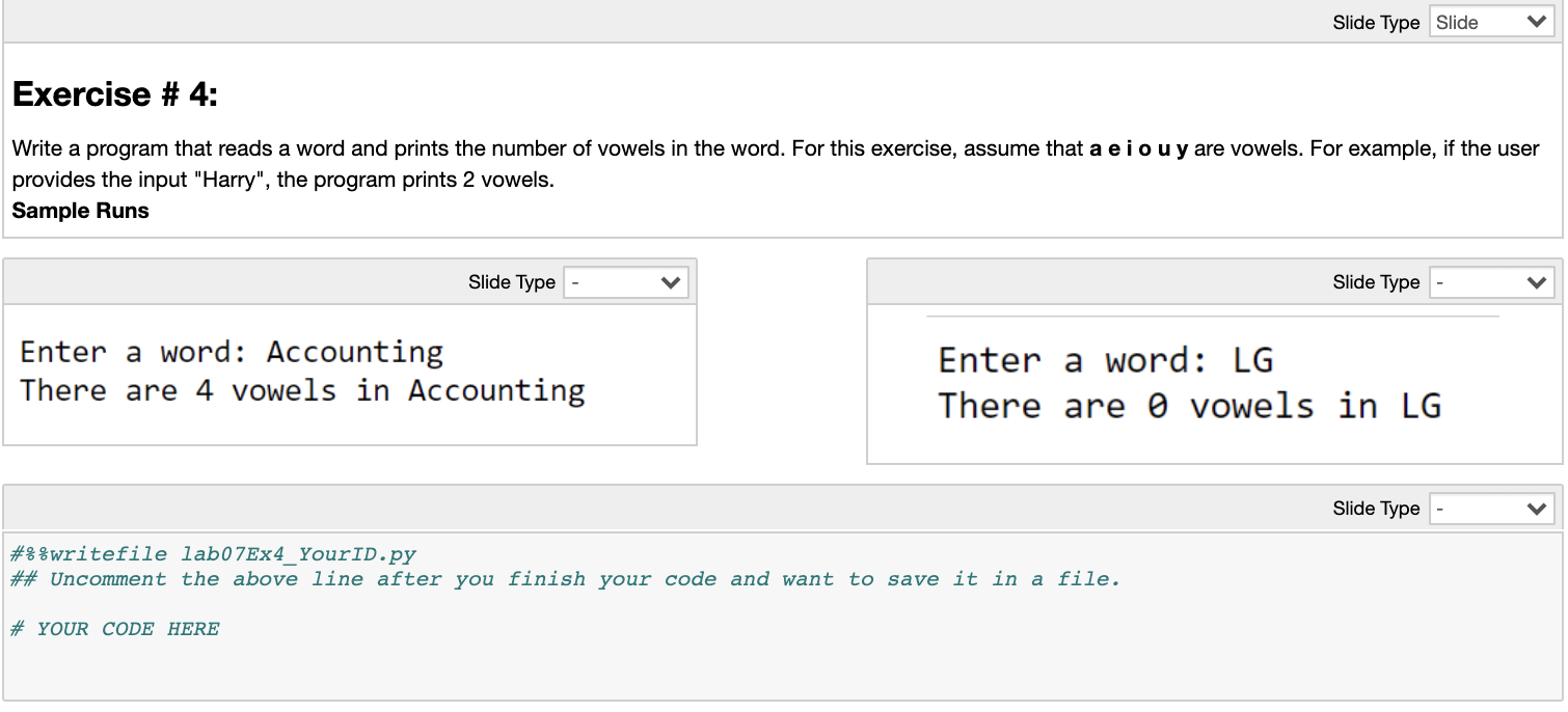 Solved Slide Type Slide Exercise # 4: Write a program that | Chegg.com