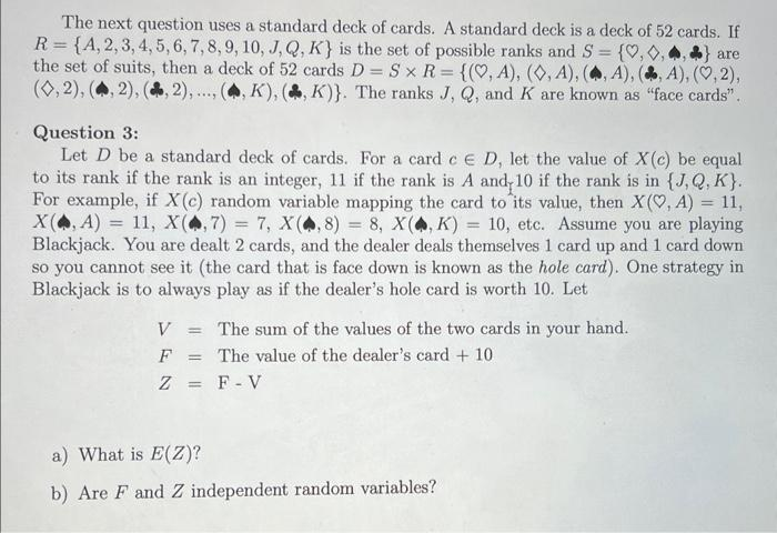 Solved The next question uses a standard deck of cards. A | Chegg.com