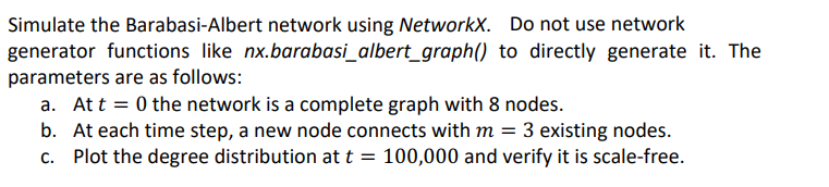 Solved Simulate the Barabasi-Albert network using NetworkX. | Chegg.com