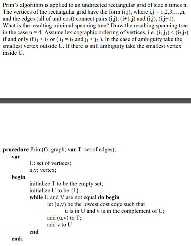 Solved Prim’s algorithm is applied to an undirected | Chegg.com