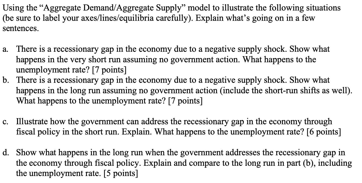 Solved Using the "Aggregate Demand/Aggregate Supply" model | Chegg.com