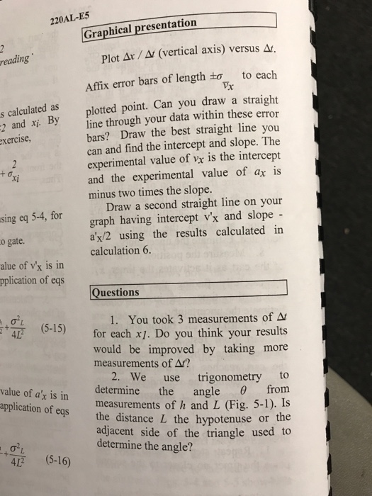 Solved 220AL-ES Graphical presentation reading Plot Δr /Δ | Chegg.com