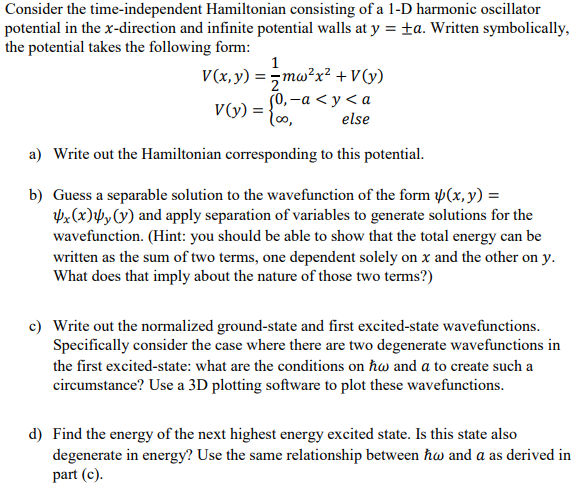 Solved Consider the time-independent Hamiltonian consisting | Chegg.com