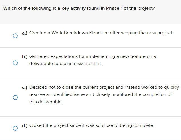 Solved Which of the following is a key activity found in | Chegg.com