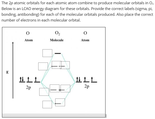 Solved The 2p atomic orbitals for each atomic atom combine | Chegg.com