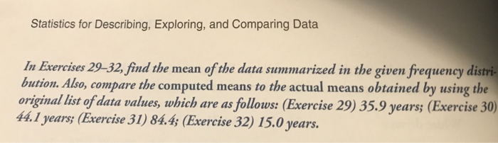 Solved Statistics for Describing, Exploring, and Comparing | Chegg.com