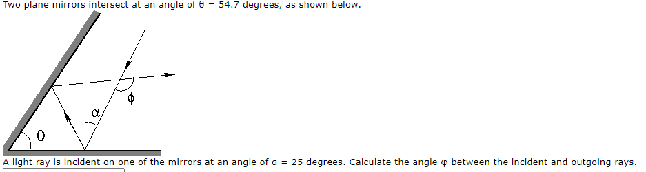 Solved θ=54.7 degrees, as s at an angle of a=25 | Chegg.com